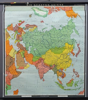 Mural Map The Countries of Asia Vintage Rollable Wall Chart | eBay