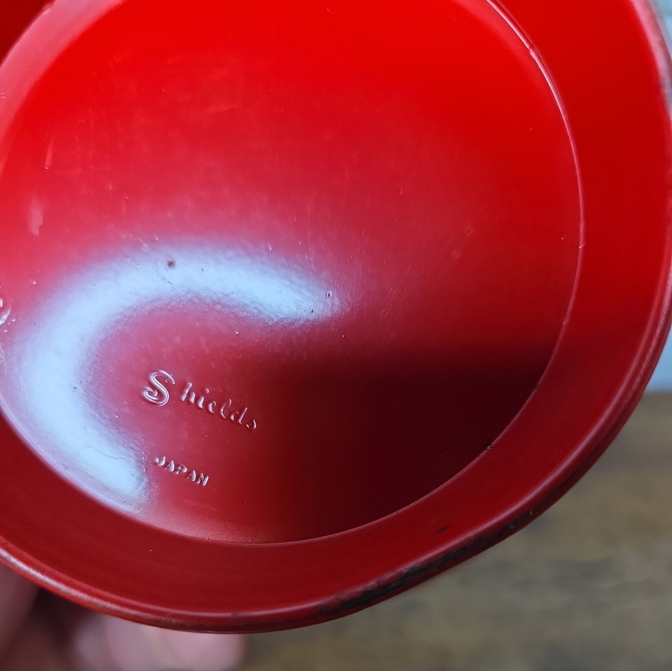 Shields Japan Red Metal Ashtray "Fire Bucket" Pail Red Painted Vintage ...