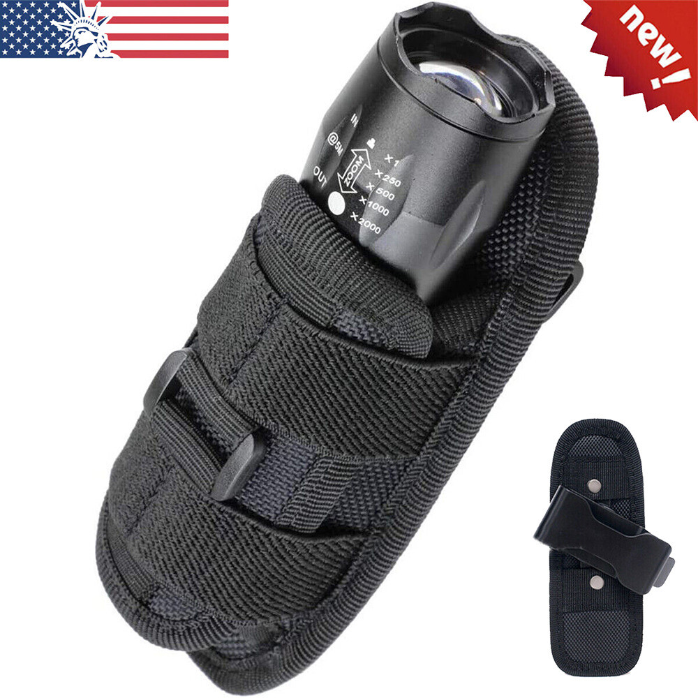 Tactical Molle Flashlight Holder Nylon Belt Holster Flashlight Torch ...