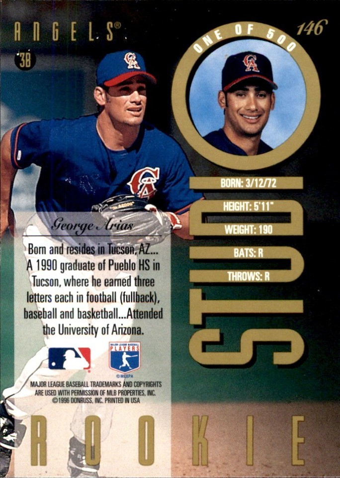 1996 Studio GOLD PRESS PROOF #146 George Arias CALIFORNIA ANGELS | eBay