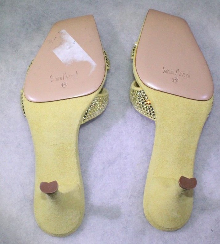 NIB Santini Mavardi Miami Linda Mule Yellow Suede Sandals pumps 36 6 4 ...