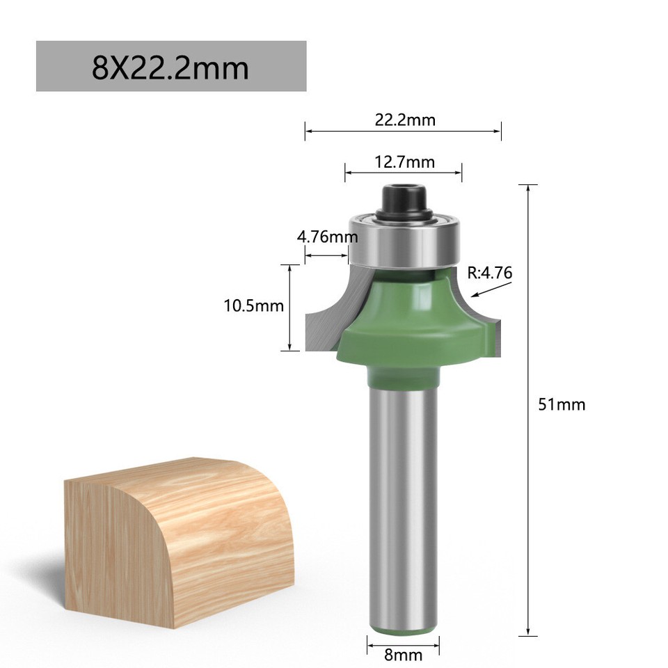 Round Over Edge Forming Profile Router Bit 8mm Shank 3/16" - 1/2 Radius ...