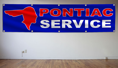 Pontiac Service Flag Banner 2X8 Ft Tin Indian Performance Car Garage ...