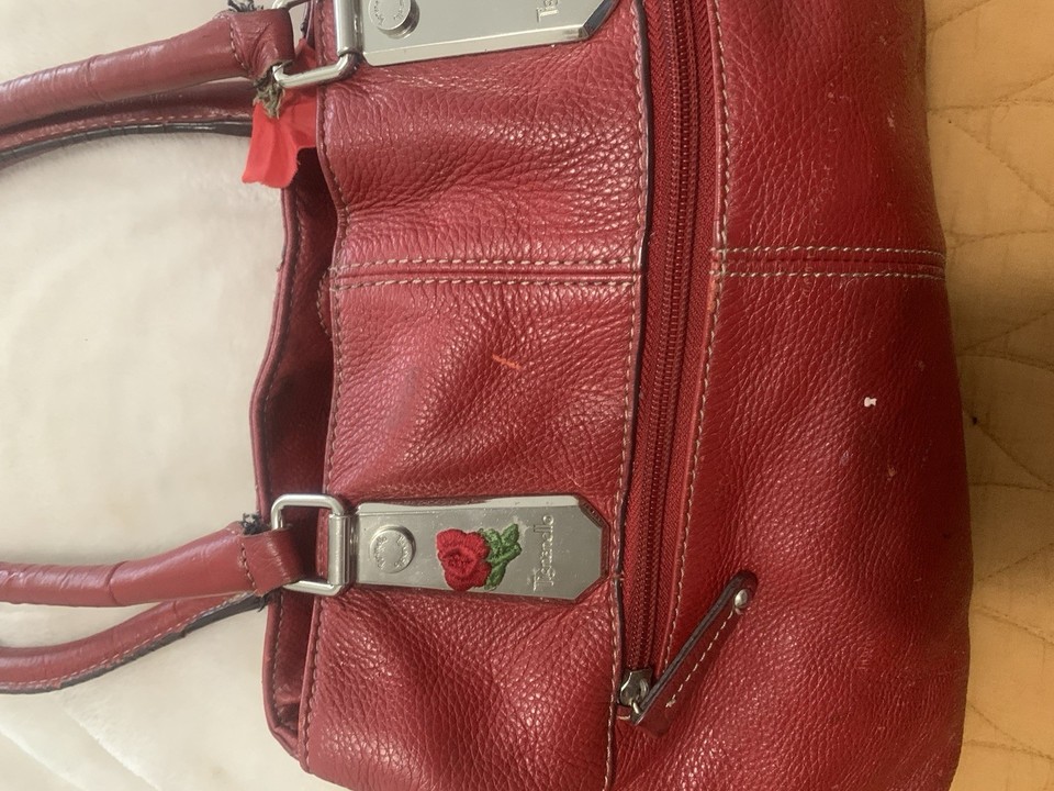 Tignanello Red "Perfect 10" Studded Handbag / Purse Genuine Leather | eBay