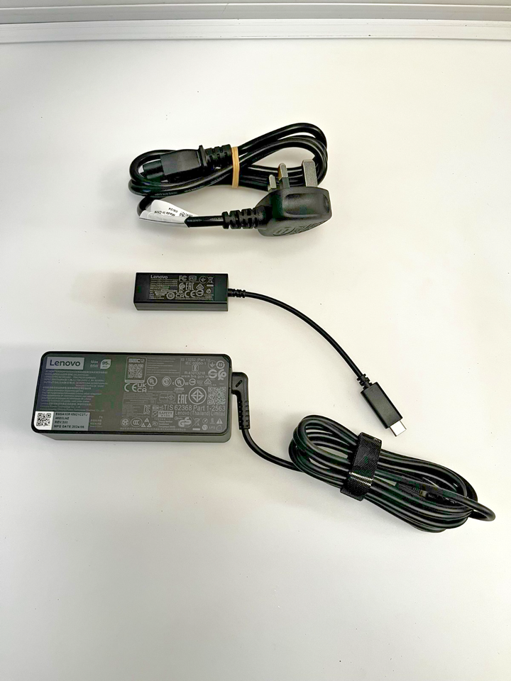 NEW Genuine Lenovo Slim USB-C 65W Charger Power Lead + USBc to Ethernet ...