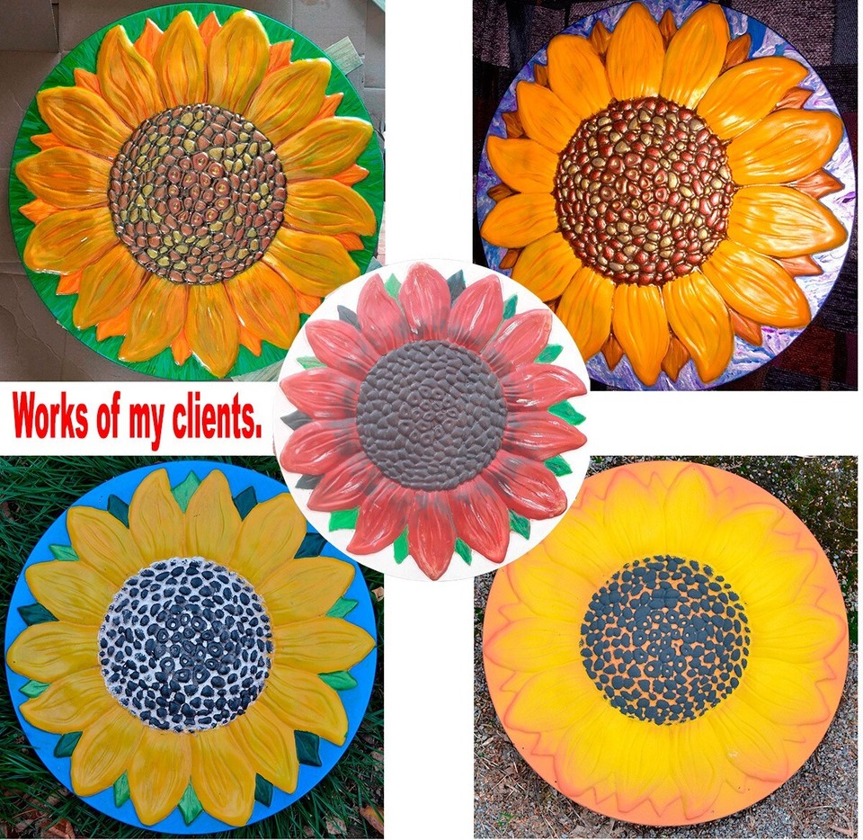 Concrete mold sunflower plaster concrete stepping stone garden path ...