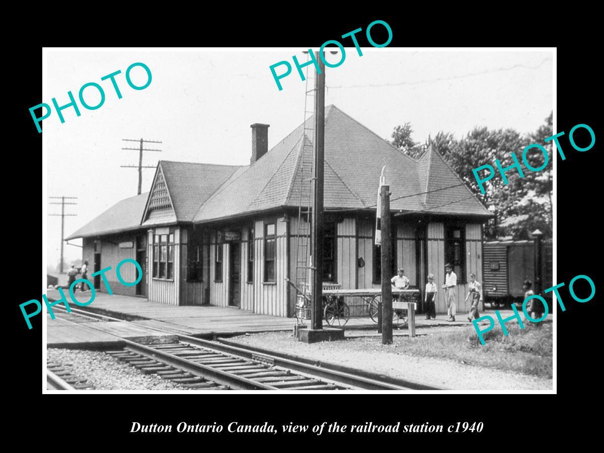 OLD LARGE HISTORIC PHOTO OF DUTTON ONTARIO CANADA THE RAILROAD STATION ...