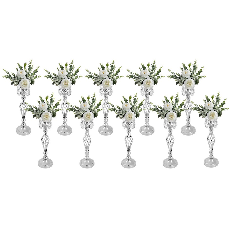 10Pcs Metal Wedding Table Centerpieces Crystal Flower Vase Stand Party ...