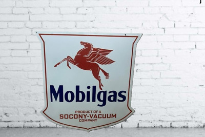 Mobil Gas Pure Porcelain Enamel Heavy Metal Sign 24 Double side | eBay