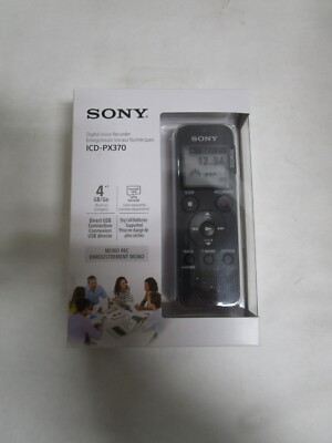 SONY ICD-PX370 DIGITAL VOICE RECORDER 4GB BLACK NEW IN ORIGINAL BOX SEE ...