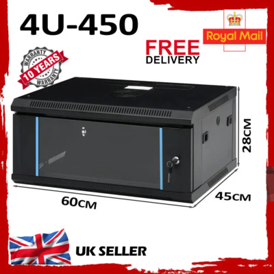 4U 19" Black Data Network Cabinet Wall Server or Switch Comms Rack ...
