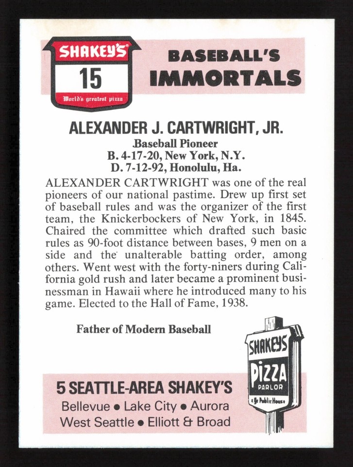 1976 Shakey's Pizza BASEBALL'S ALL-TIME GREATS --*Pick a Card/Complete ...