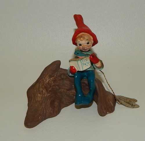 Vintage 1958 Napco Piper Pixie Elf with Bluebird Figurine Americana ...