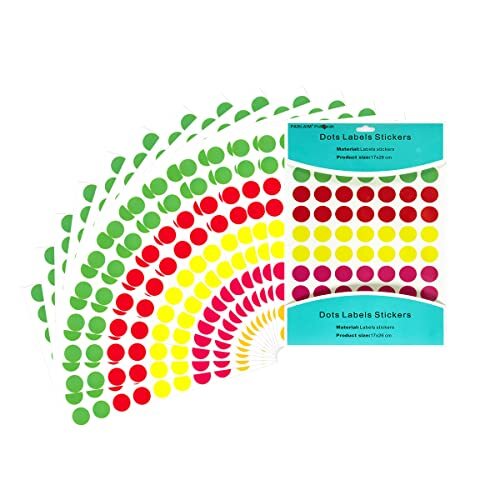 PARLAIM 1050 PCS 3/4 Inch Round 5 Color Dots Colored Labels Stickers, 5 ...