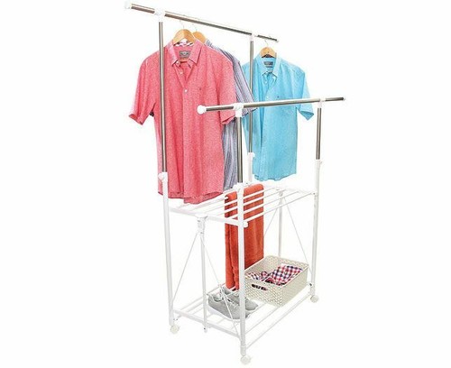 Folding Clothes Rail Airer Drying Rack 4 Castors Indoor Laundry ...