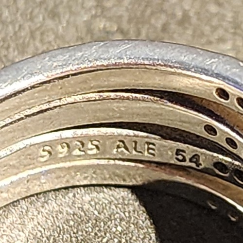 Pandora Sterling Silver Sparkling CZ Multi Row Bow Ring Size 54 US 7 ...