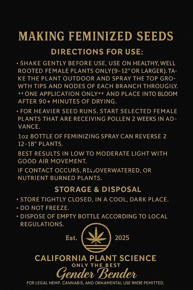 ONE DOSE Feminized Seed Spray – STS Plant Feminizing Spray –Make ...