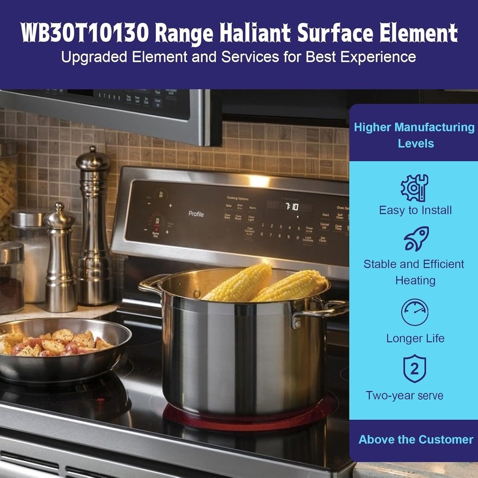 Upgraded WB30T10130 Range 12" Dual Haliant/Radiant Surface Element Fit ...