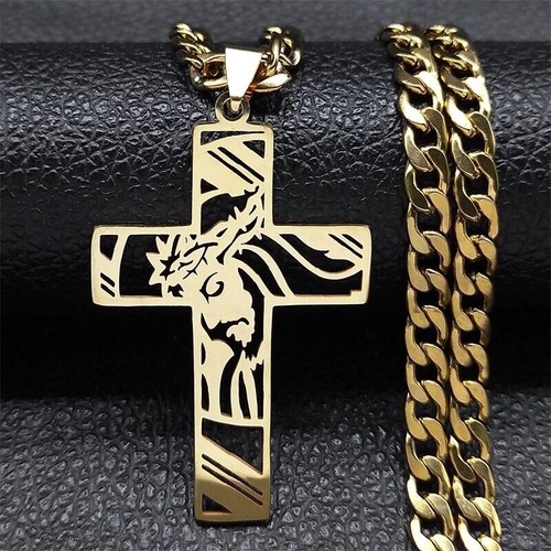 SS Jesus Cross Chain Necklace Amulet Crucifix God Fashion Jewellery ...