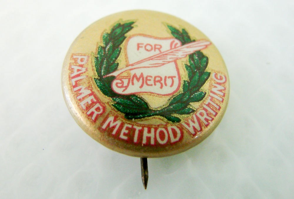 Merit Palmer Method Writing Button Winner Pin Vintage | eBay