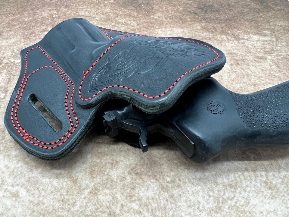 For 3" S&W 686 PLUS, Right Hand Leather Open Top Western Belt Holster ...