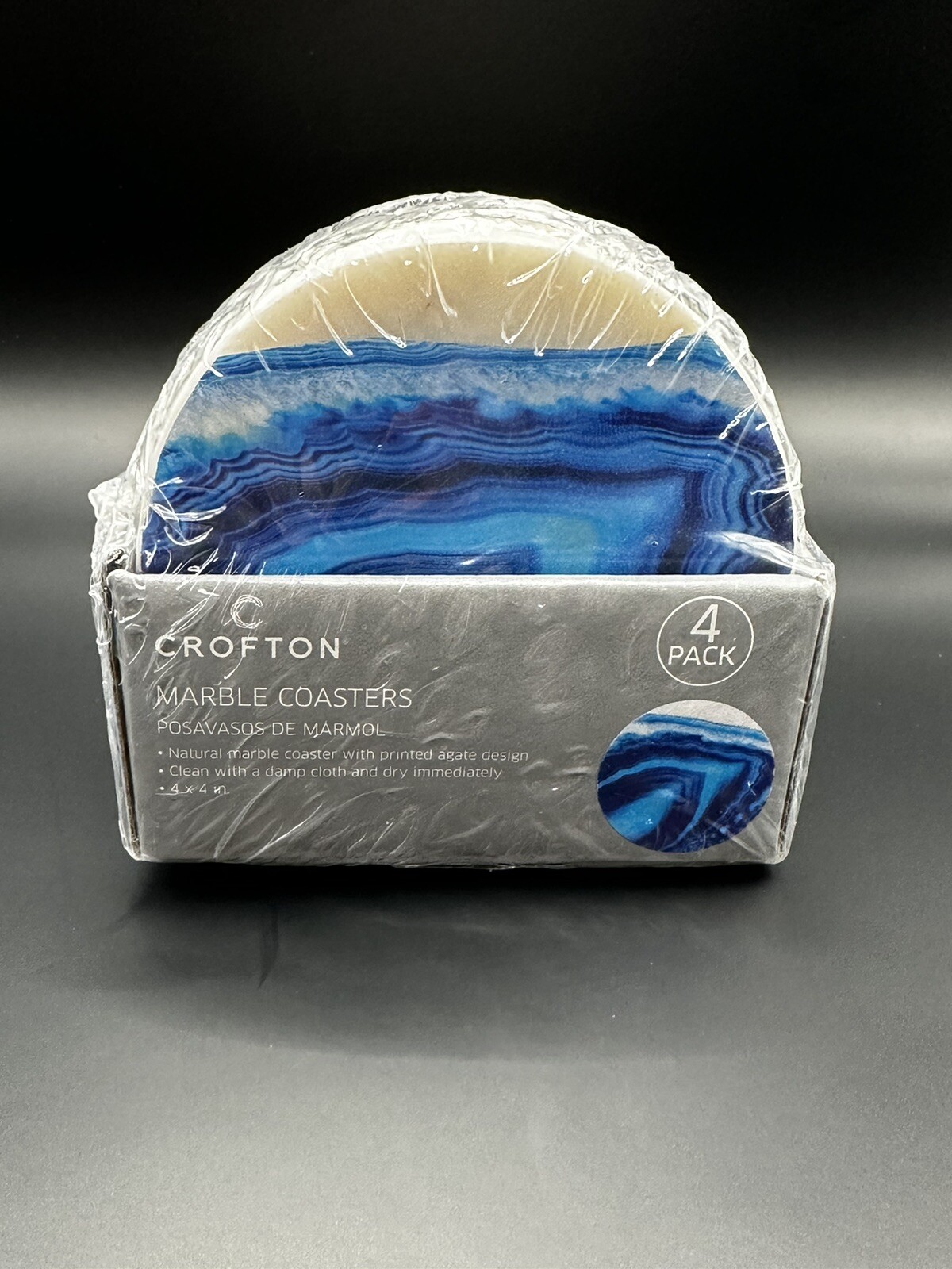Crofton Marble Coasters Set Of 4 Brand New Blue | eBay
