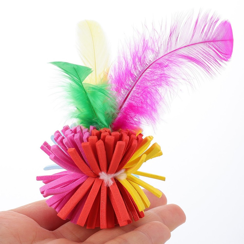 4Pcs Cat Colorful Balls Plaything Cat Plume Balls Toys Cat Scratching ...