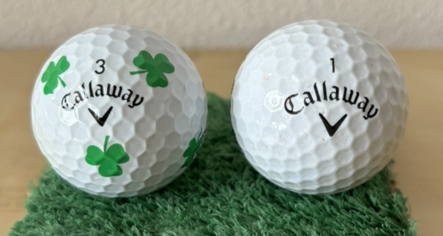 Lot of 2 Callaway Luck of the Irish 4 Leaf Clover Golf Balls Very Good ...