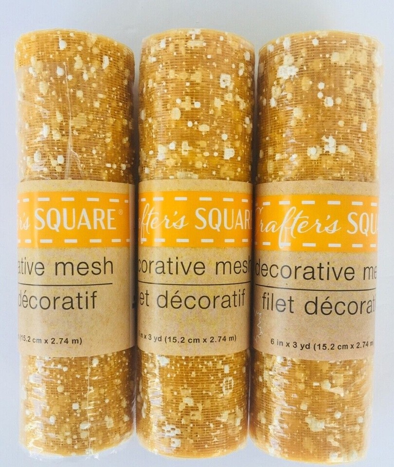 HARVEST Splatter Flocked DECO MESH Ribbon DIY Craft Wreath 6” x 3yd ...