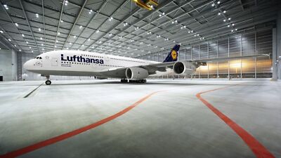 Aircraft airplane airbus a380 lufthansa hangar Custom Gaming Mat Desk ...