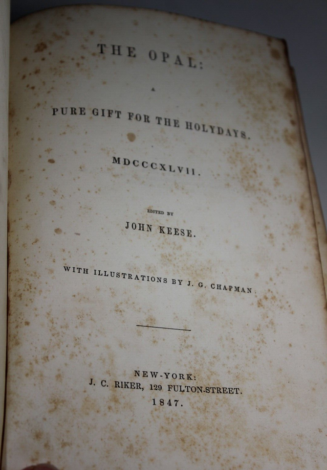 The Opal for 1847: A Pure Gift for The Holy Days John Keese ed Gilt ...