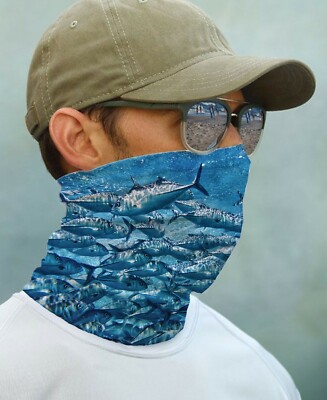 SUN GAITER Mask UPF 50+ UV Protecter Tuna Fish Ocean Boat Fishing Face ...