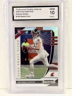 👀🏈2020 Prizm Draft Picks ANTHONY GORDON RC ROOKIE #149 SILVER PRIZM ...