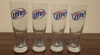 4 Miller Lite "It's Miller Time" Tall Pint Beer Glasses New | eBay