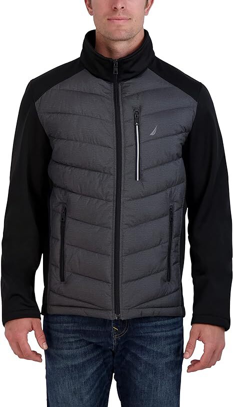 Nautica Men's Mixed Media Softshell Quilted Jacket | J11 | eBay