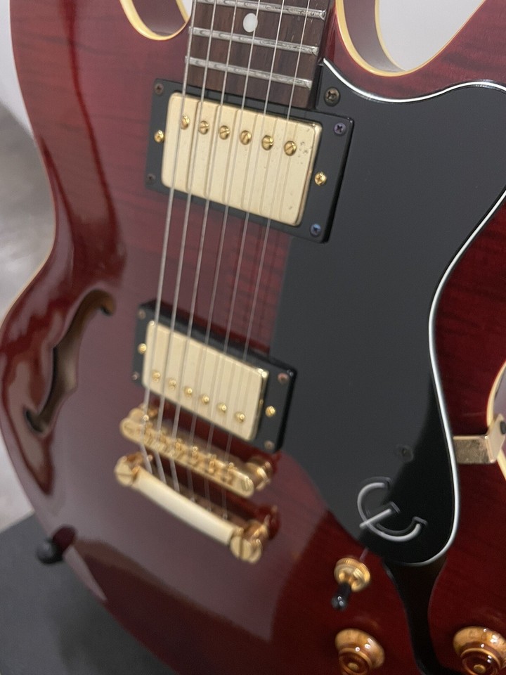 2004 Epiphone 335 DOT Deluxe Electric Guitar Flame Wine Red Unplayed ...