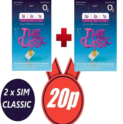 O2 Sim Card - PAYG -PAY AS YOU GO 2G/3G/4G Classic O2 Pay As You Go 02 ...