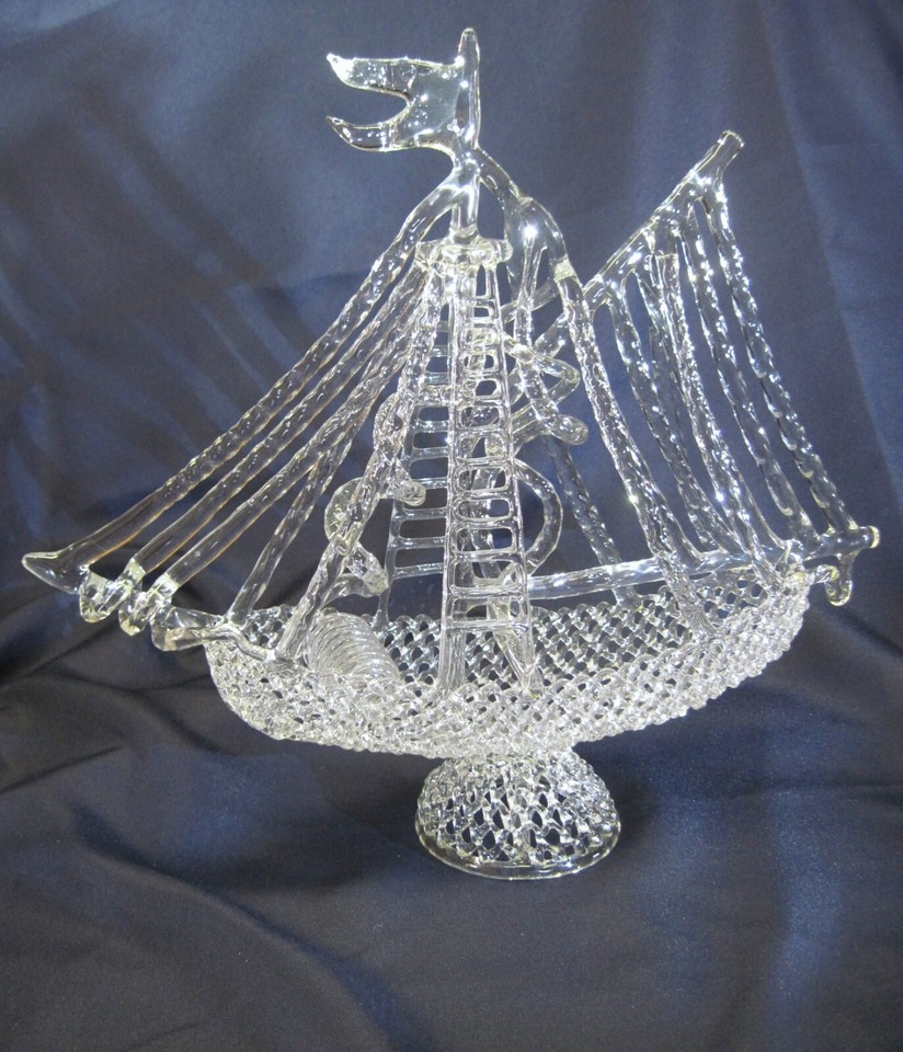 Rare Large Vintage Hand-Blown Spun Glass Sailing Ship –Stunning ...