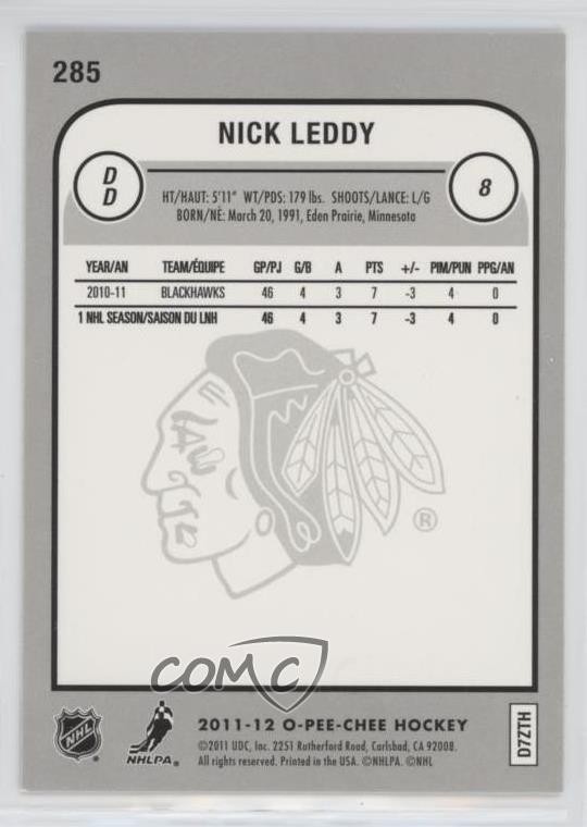 2011-12 O-Pee-Chee Rainbow Foil Nick Leddy #285 | eBay