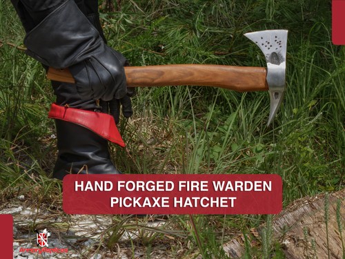 Hand Forged Fire Warden Pickaxe Hatchet - Outdoor Demolition Tool - 18 ...