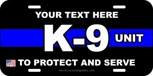 K9 K-9 UNIT DOG PROTECT POLICE CUSTOM PERSONALIZED ALUMINUM METAL ...