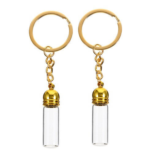 2 Pcs Glass Bottle Keychain Travel Small Jars Charms Diy Hanging Decor ...