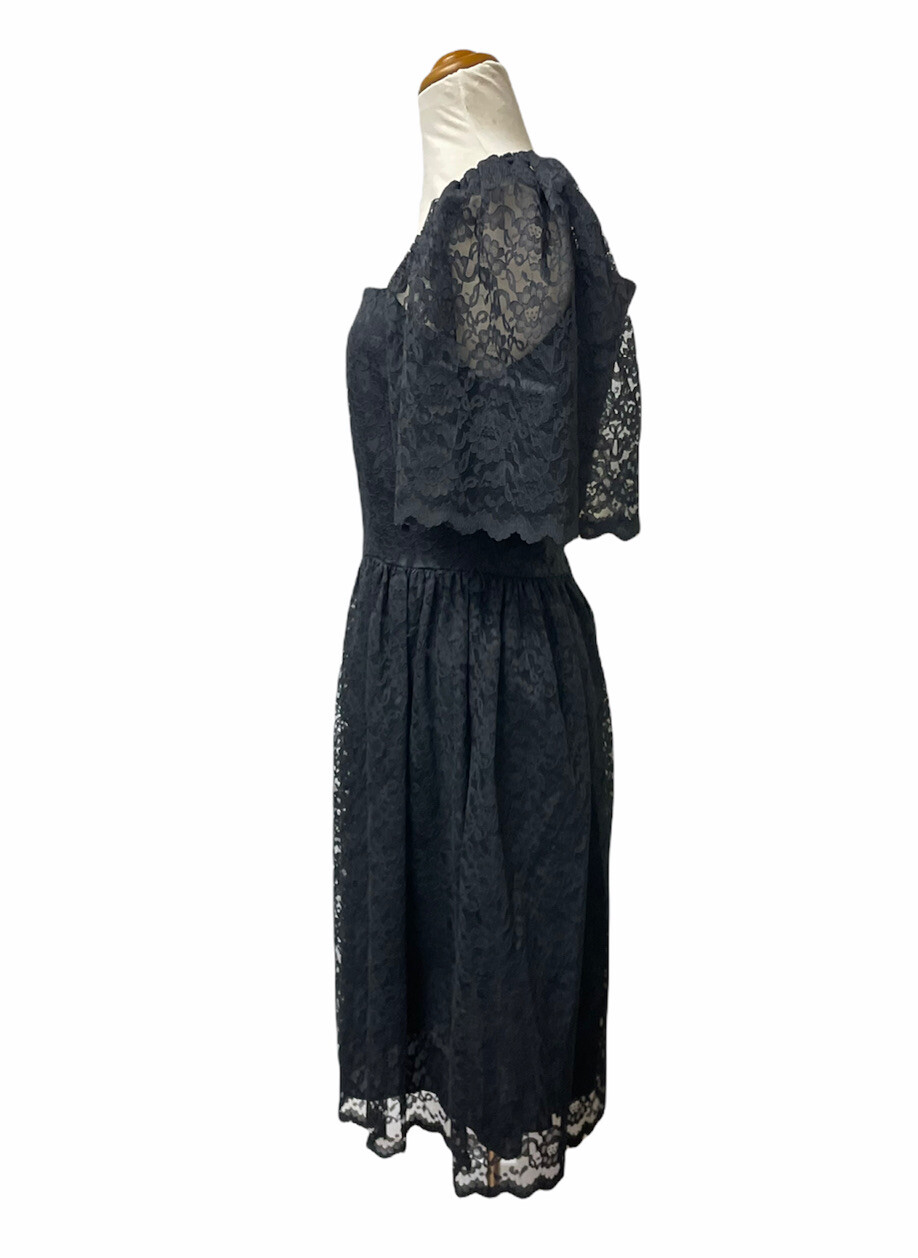 Vintage Lace Gothic Full Sleeve Funeral Party Dress - Gem