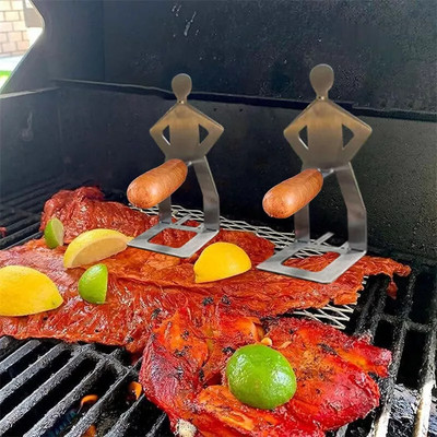 BBQ Stainless Steel Rack Roster Funny Guys Hot Dog Sausage Stand Holder ...