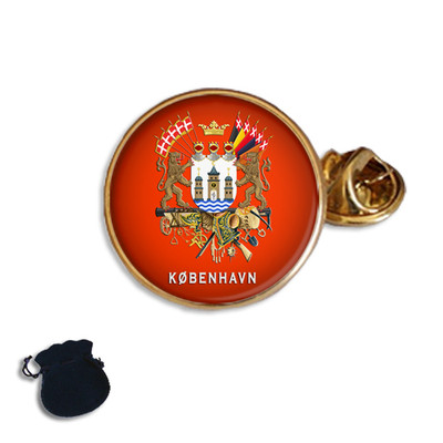 COPENHAGEN KØBENHAVN CITY FLAG COAT OF ARMS DENMARK ENAMEL LAPEL PIN ...