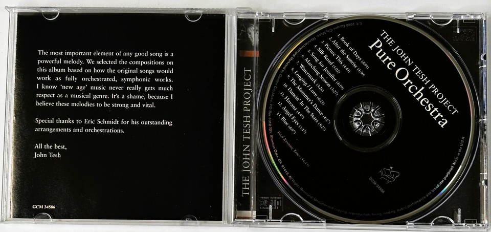 John Tesh Project Pure Orchestra CD 2000 Garden City 748143458622| eBay