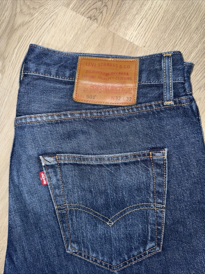 Levi's 501 Men's Premium Collection Jeans Blue Leather Tab Size W32 L32 ...