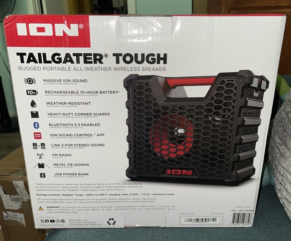 ION Audio Tailgater Speaker System Tough Rugged Portable All-Weather ...