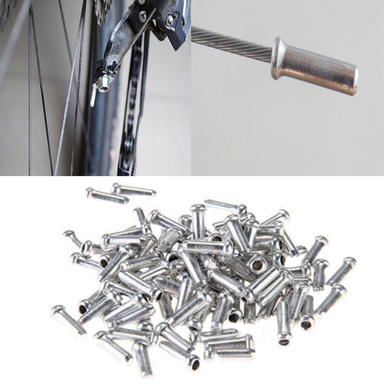 100Pcs Bike Cable Crimps Derailleur Cable Caps Tips Crimps Replacement ...