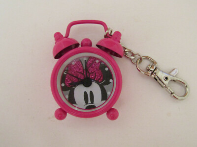 DISNEY MINNIE MOUSE PINK METAL MINI ALARM CLOCK WATCH CLIP WITH 2 BELLS ...